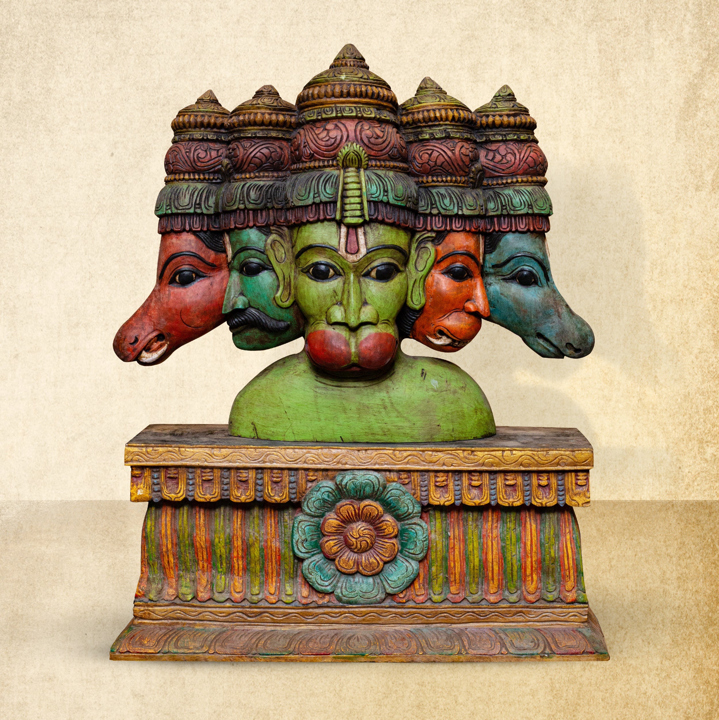 Handcrafted Colored Panchamuga Hanuman Head – Shilpashastra